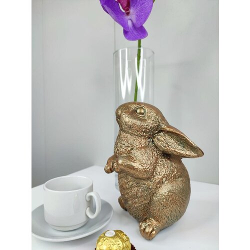 Статуэтка интерьерная Заяц Кролик в декоре "Старая Бронза", сувенир, фигурка гипсовая.