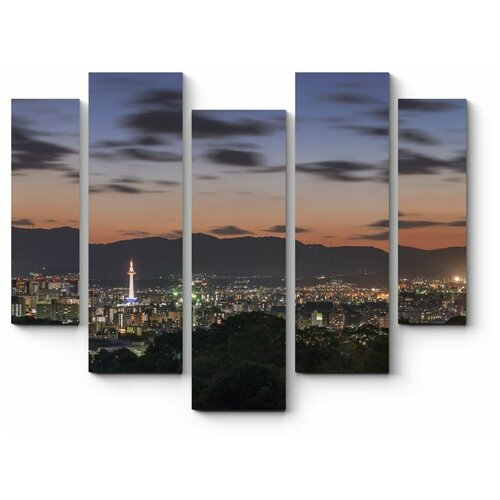 Модульная картина Неповторимая панорама ночного Киото 131x106