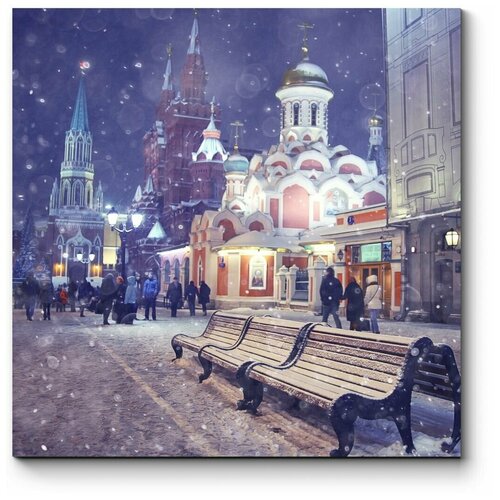 Модульная картина Зимний вечер в столице, Москва 80x80