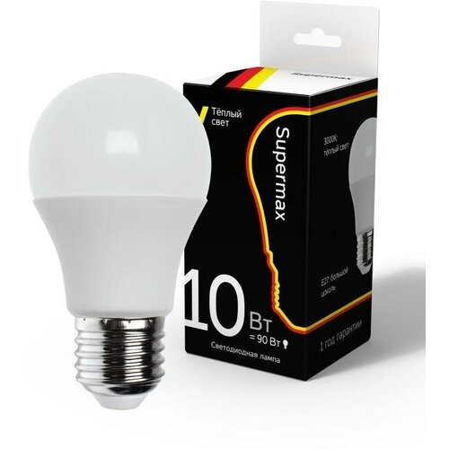 Лампа светодиодная Supermax А60 10Вт стандарт E27 230В 3000К космос Sup_LED10wA60E2730