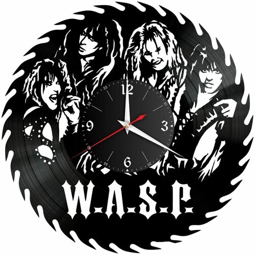 Часы из винила Redlaser "группа WASP, Васп, Блэки Лолесс, Дуг Блэр, Майк Дуда, Рэнди Блэк" VW-10176