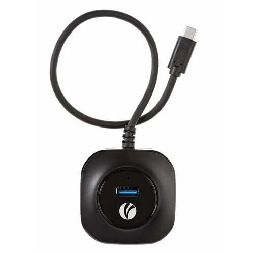 Type C Hub VCOM хаб разветвитель концентратор 4 x USB 3.0 с питанием micro-USB 0.3 м черный (DH307C)