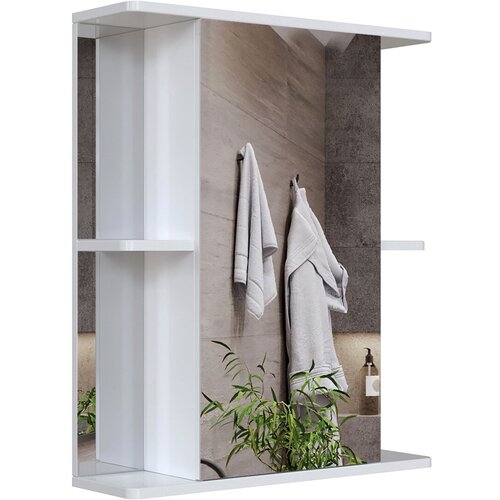 Шкаф-зеркало для туалета SANSTAR Универсальный 60, (ШхГхВ): 60.2х17.1х72.6 см, белый