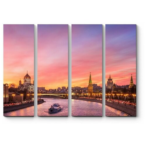 Модульная картина Закат над Москва рекой80x60