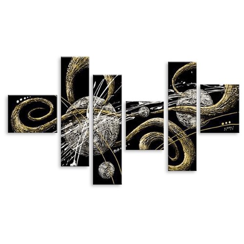 Модульная картина на холсте "Серебристо-золотая абстракция" 170x103 см