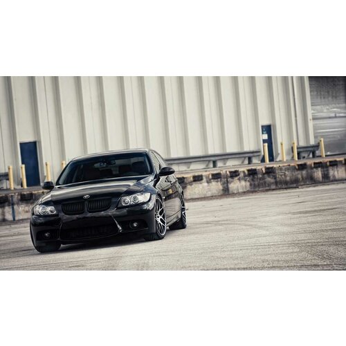Картина на холсте 60x110 LinxOne "BMW black чёрная 3 Series" интерьерная для дома / на стену / на кухню / с подрамником