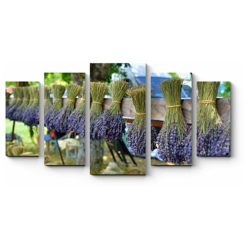 Модульная картина Букеты из лавандовых цветов, Прованс100x55