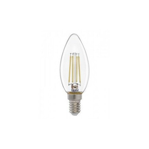 Светодиодная LED лампа General филамент свеча E14 12W 6500K 6K 35x98 (нитевидная) празрачная GLDEN-CS-12-230-E14-6500 661000 (упаковка 16 штук)