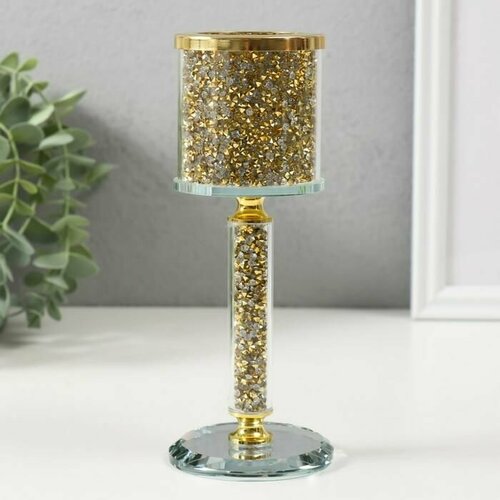 Подсвечник стекло на 1 свечу d 4,5 см "Орлеан" золото 7х7х18 см