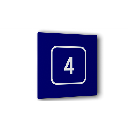 Табличка "4", Матовая линейка, цвет Синий, 10 см х 10 см
