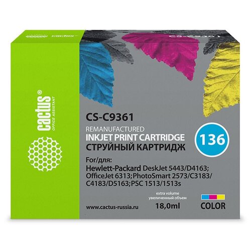 Картридж cactus CS-C9361 136, 600 стр, многоцветный