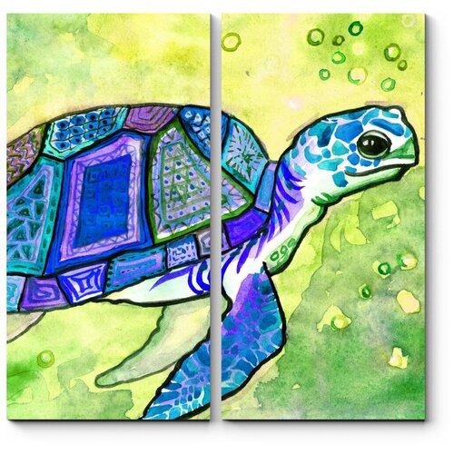 Модульная картина Голубая черепаха 50x50