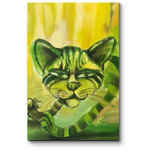 Модульная картина Зеленый полосатый кот 100x150