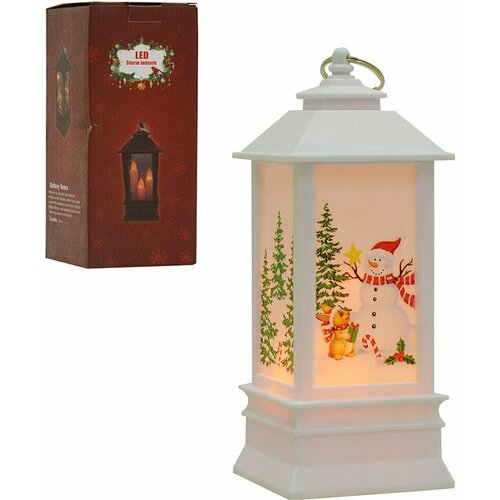 Сувенир новогодний фонарик с подсветкой и рисунком подарок украшение под елку 7,9 х 20 см в коробке