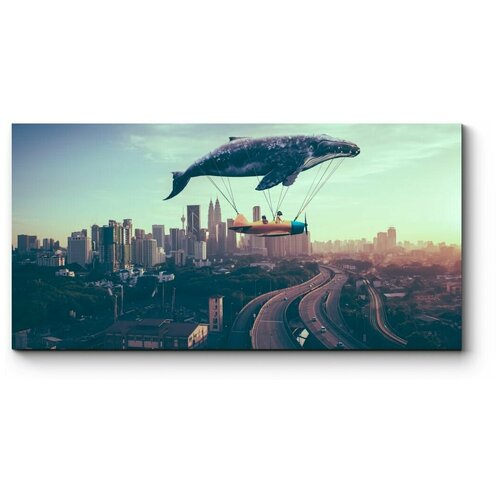 Модульная картина Кит, который любит плавать в небе 50x25