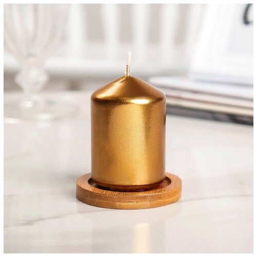 Свеча "Столбик", кофейно-золотая, 5,5×8см