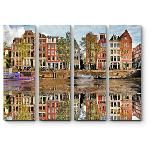 Модульная картина Зеркальная гладь канала, Амстердам 60x45