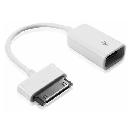 GCR Адаптер переходник-гибкий OTG USB 2.0 для Samsung Galaxy Tab, M/F, белый, Premium