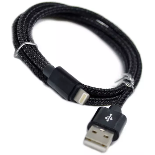 Кабель USB Lightning плетеный black магнитный (с подсветкой) 1m.