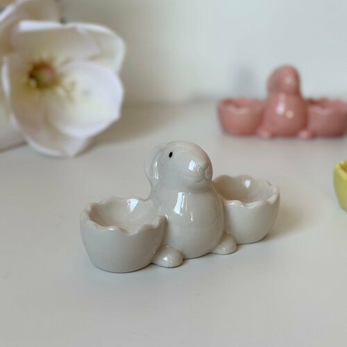 Подставка для яиц Кролик светло-серый 13*5*7см (керамика) ТОиТО