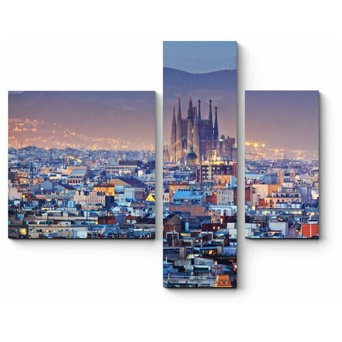 Модульная картина Величественная Барселона в сумерках100x83