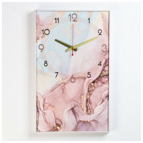 TIMEBOX Часы-картина настенные, интерьерные "Розовый мрамор", плавный ход, 57 х 35 х 4 см
