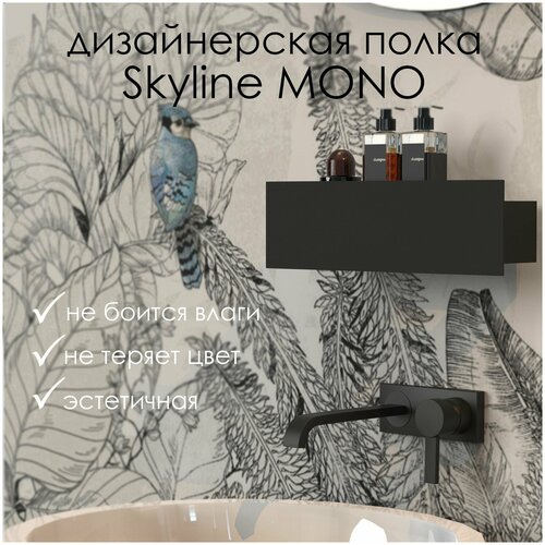Полка настенная для ванной Skyline Mono 30*9.2*9 см черная / FLOW