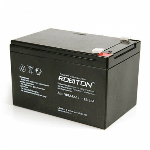 Аккумулятор AGM ROBITON VRLA12-12 7635, 12В, 12Ач, свинцовый, кислотный, герметичный, необслуживаемый