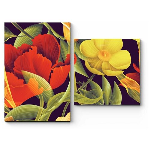 Модульная картина Необычные тропические цветы60x45