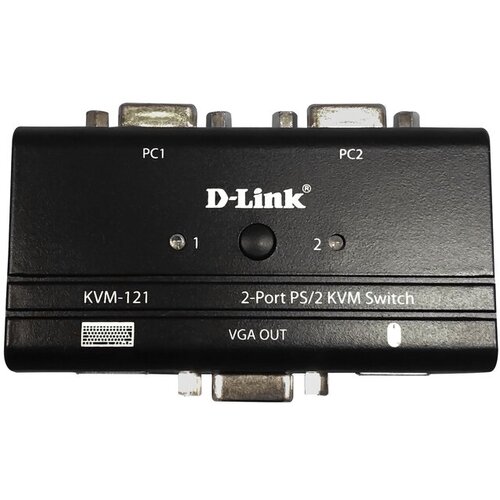 Переключатель KVM Switch D-Link 2-port, коммутатор D-Link DKVM-121, 2-port (кабели в комплекте)