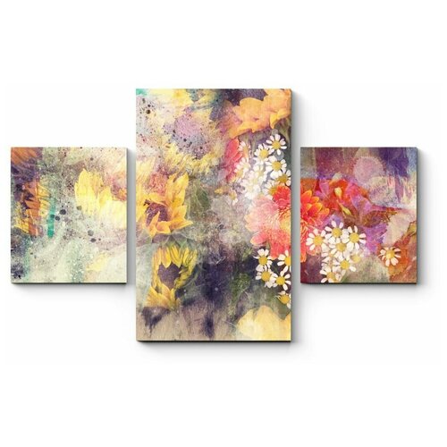 Модульная картина Подсолнухи и полевые цветы 110x72