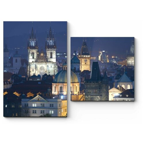 Модульная картина Ночная Прага прекрасна 60x45
