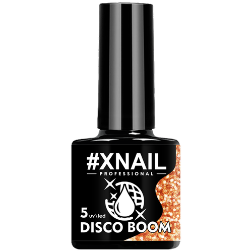 Светоотражающий гель лак XNAIL PROFESSIONAL Disco Boom, для дизайна ногтей, с глиттером, 10мл, №05 бурбон