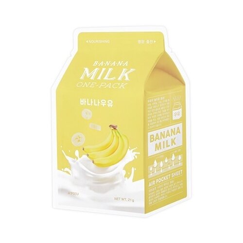 A'PIEU Маска тканевая с молочными протеинами и экстрактом банана Banana Milk One-Pack, 21 г, 21 мл