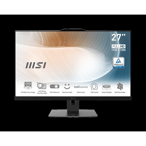 MSI Modern AM272P 12M AiO 27" FHD(1920x1080)IPS AG Non-touch, Core i7-1260P(2.1GHz), 32GB DDR4(2x16GB), 1TB SSD M.2, Intel UHD, WiFi, BT, camera, WirelessK