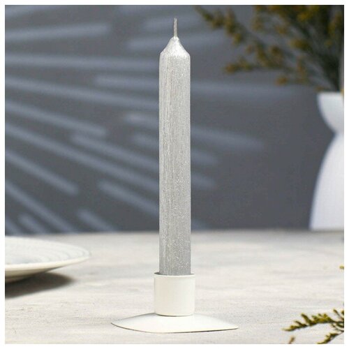 Свеча античная "Винтаж", 17х1,8 см, лакированная серебро