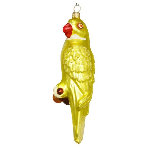 GMC z.o.o. Стеклянная елочная игрушка Попугай Домиано 18 см, желтый, подвеска 0632-3Y