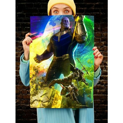 Постер интерьерный Танос 2, 70х46 см. Матовый яркий. Перчатка Таноса Бесконечности Мстители The Avengers