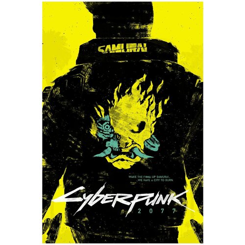 Постер / Плакат / Картина Cyberpunk 2077 - Самурай 40х50 см в подарочном тубусе