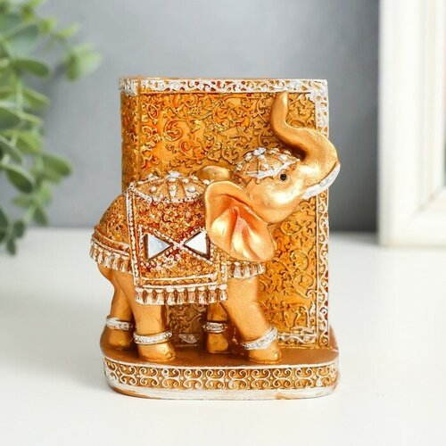 Сувенир полистоун карандашница "Слон у золотой книги" 10,5х8,3х7 см