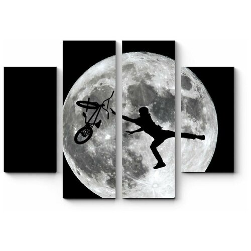 Модульная картина Силуэт байкера на фоне луны130x98