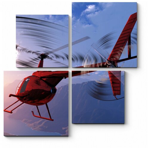 Модульная картина Красный вертолет 90x90