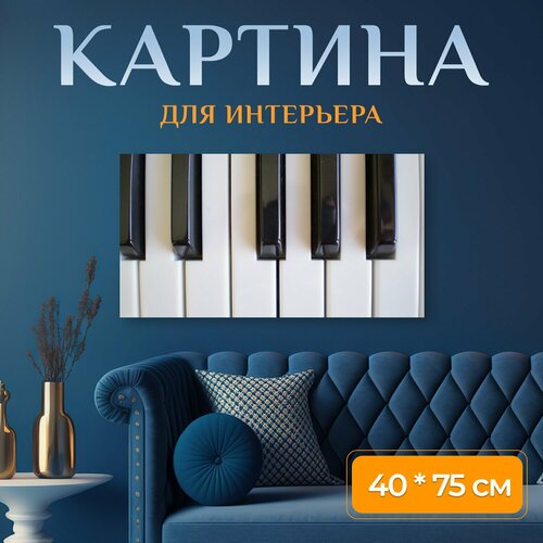 Картина на холсте "Пианино, музыкальный, клавиатура" на подрамнике 75х40 см. для интерьера