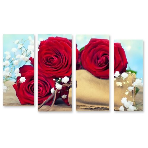 Модульная картина на холсте "Красные розы" 150x89 см