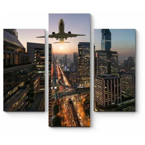 Модульная картина Пролетая над крышами Бангкока90x81