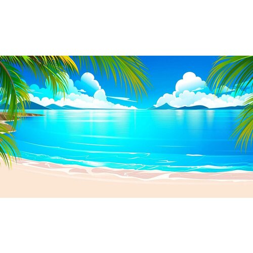 Картина на холсте 60x110 LinxOne "Море песок тропики пальмы" интерьерная для дома / на стену / на кухню / с подрамником
