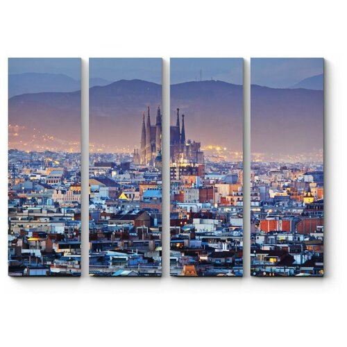 Модульная картина Величественная Барселона в сумерках140x105