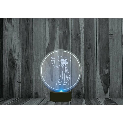 Светильник, ночник 3D MIGOM детям принт "Попи Плэйтайм - Хагги Вагги, Poppy Playtime - Huggy Wuggy" - PPHW04