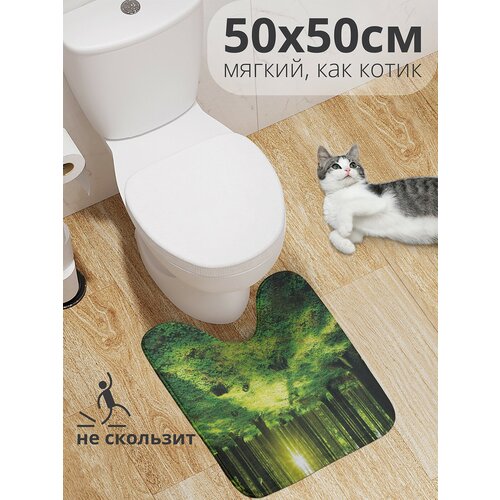Коврик для туалета с вырезом противоскользящий JoyArty JoyArty "Сочный лес" 50x50 см