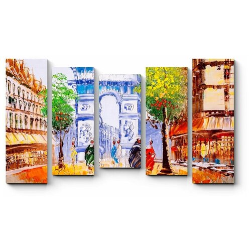 Модульная картина На улочках Парижа 90x54